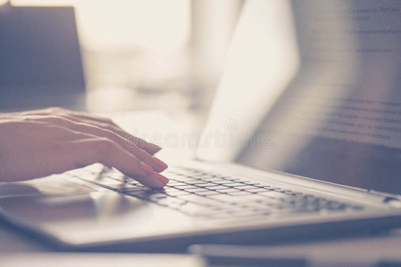 Female Hands Typing on a Laptop Stock Image - Image of data, executive ...