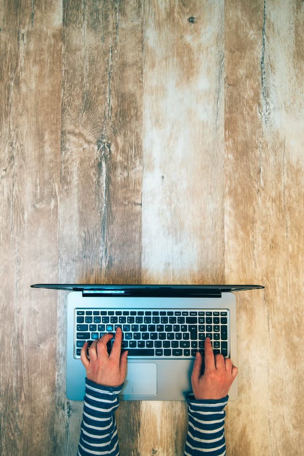 Female Hands Typing Laptop Computer Keyboard, Top View Stock Image ...