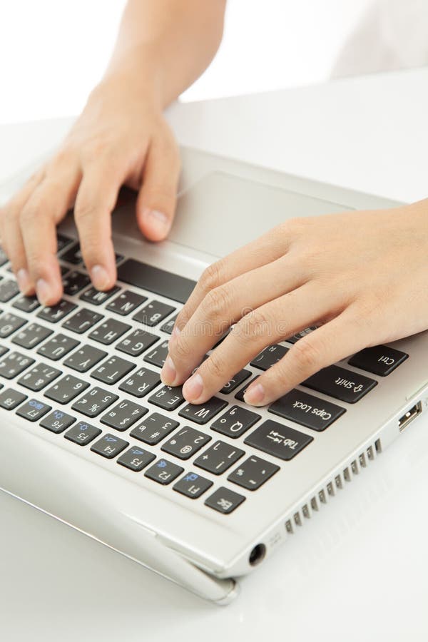 Woman Hand Typing on Laptop Keyboard Stock Image - Image of desktop ...