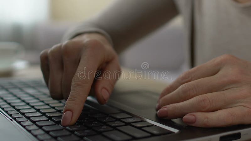Female Hands Typing Slowly on Keyboard, Unconfident Computer User ...
