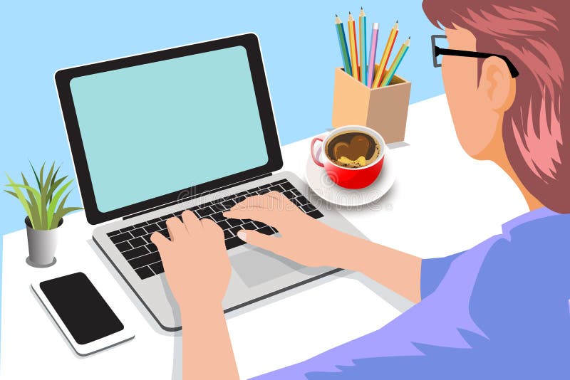 Female Hands Typing Text on the Laptop Keyboard and Using Social ...