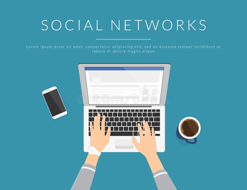 Female Hands Typing Text on the Laptop Keyboard Stock Vector ...