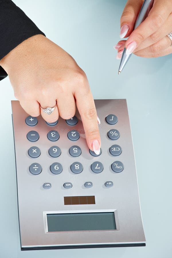 Female Hands Using Calculator Stock Photo - Image of female, clean ...