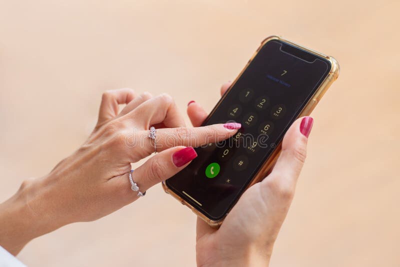 Female Hands Using a Cell Phone. Stock Photo - Image of dialing, device ...