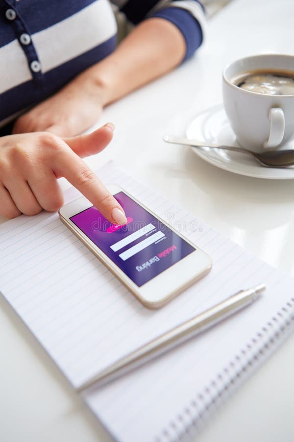 Female Hands Using Mobile Banking Stock Image - Image of financial ...