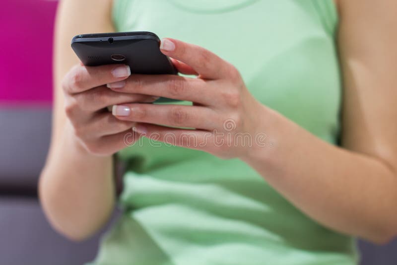 Female Hands Using Phone stock photo. Image of cellphone - 53396360