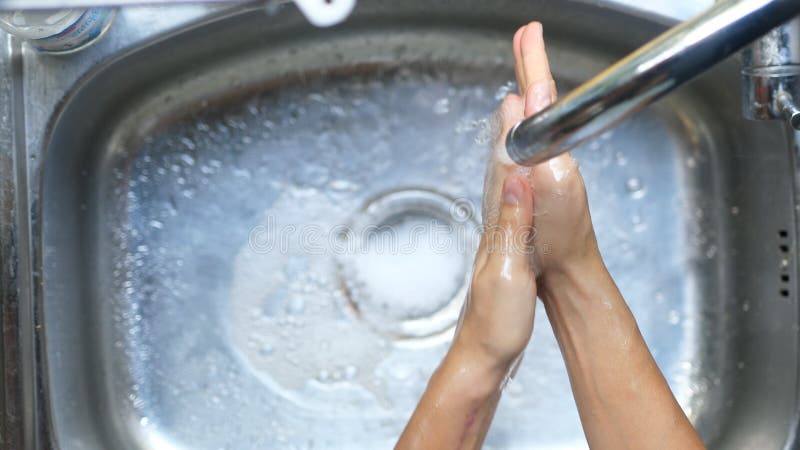 Female Hands Washing in Basin. Top of View Stock Image - Image of ...