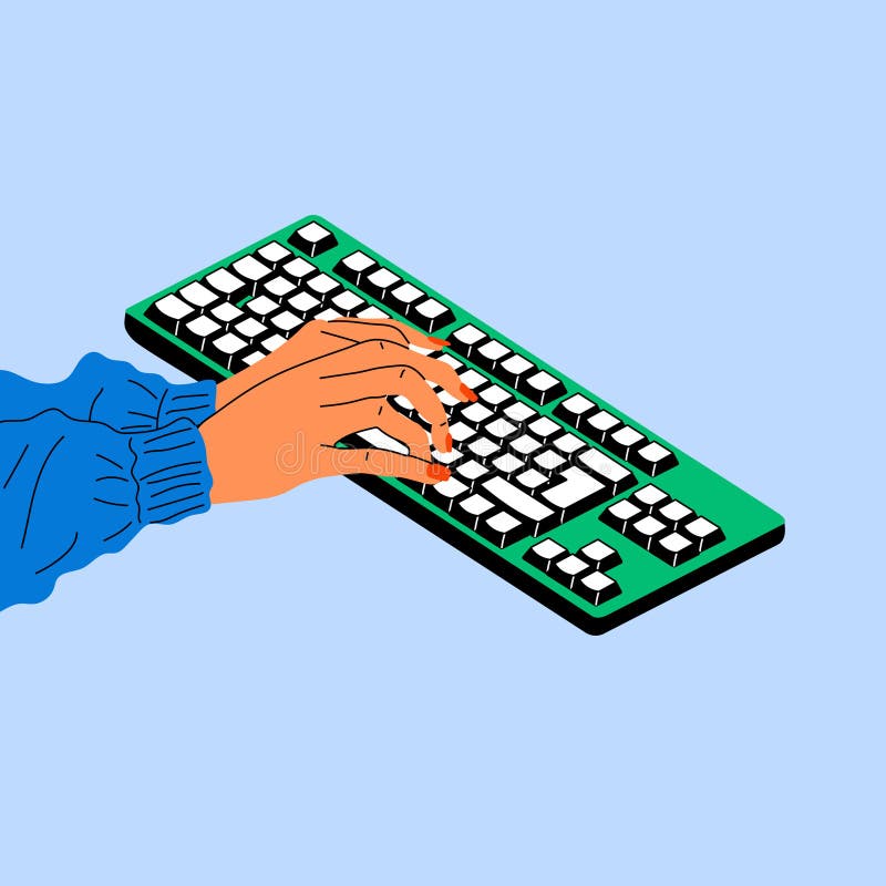 Female Hands Working on Keyboard. Working, Studying Stock Vector ...