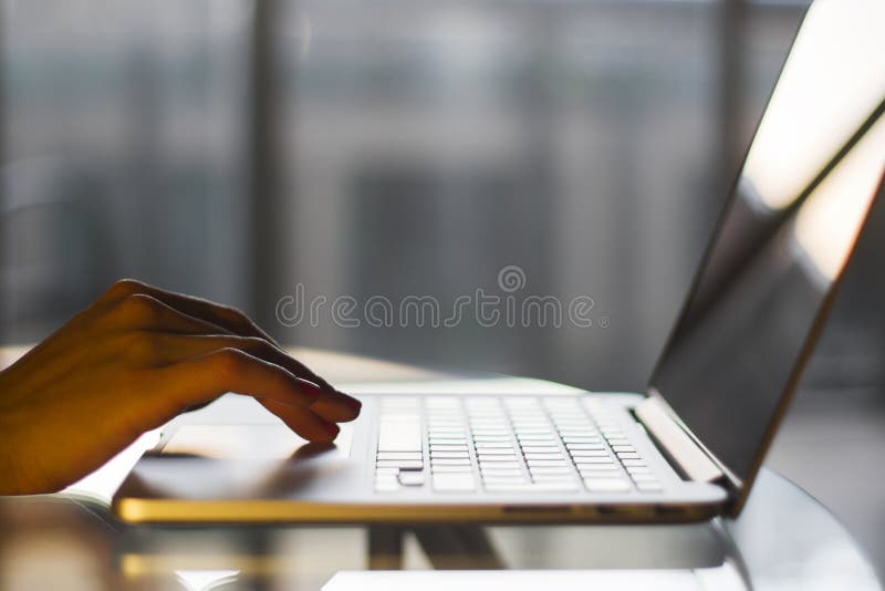 Female Hands Working with Laptop Stock Image - Image of close, mobility ...