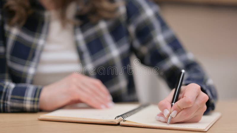 Female Hands Writing on Notebook, Close Up Stock Image - Image of ...