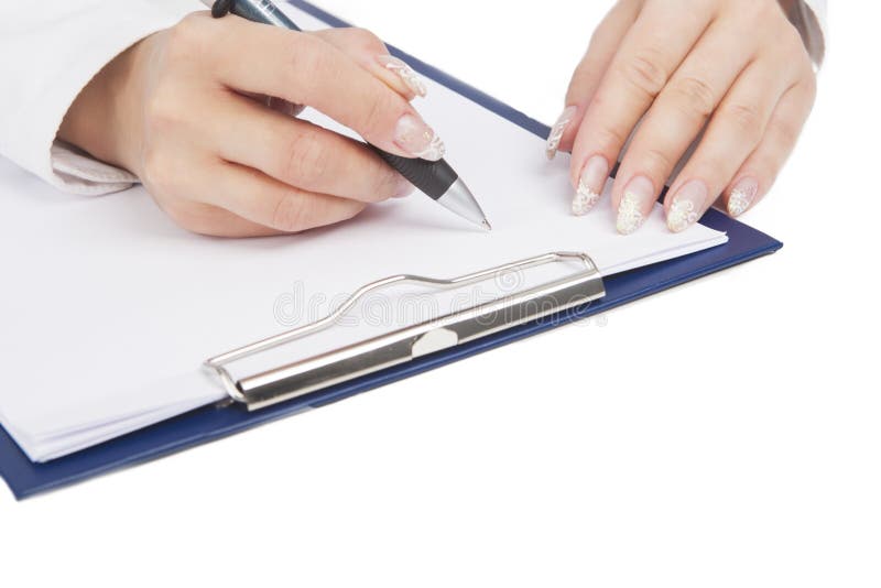 Female Hands Writing on Paper Sheet Stock Image - Image of woman ...
