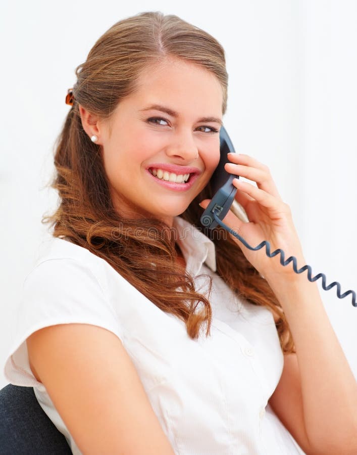 Female Having a Conversation Over the Phone Stock Photo - Image of ...