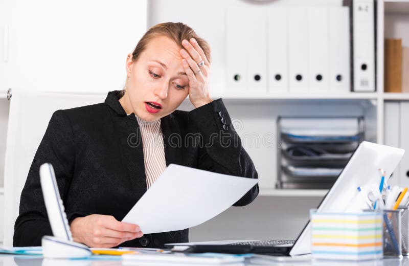 Female having lot of work stock image. Image of working - 207395619