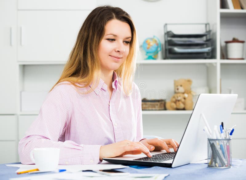 Female Having Productive Day at Work Stock Image - Image of responsible ...
