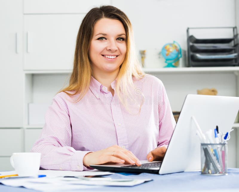 Female Having Productive Day at Work Stock Photo - Image of caucasian ...