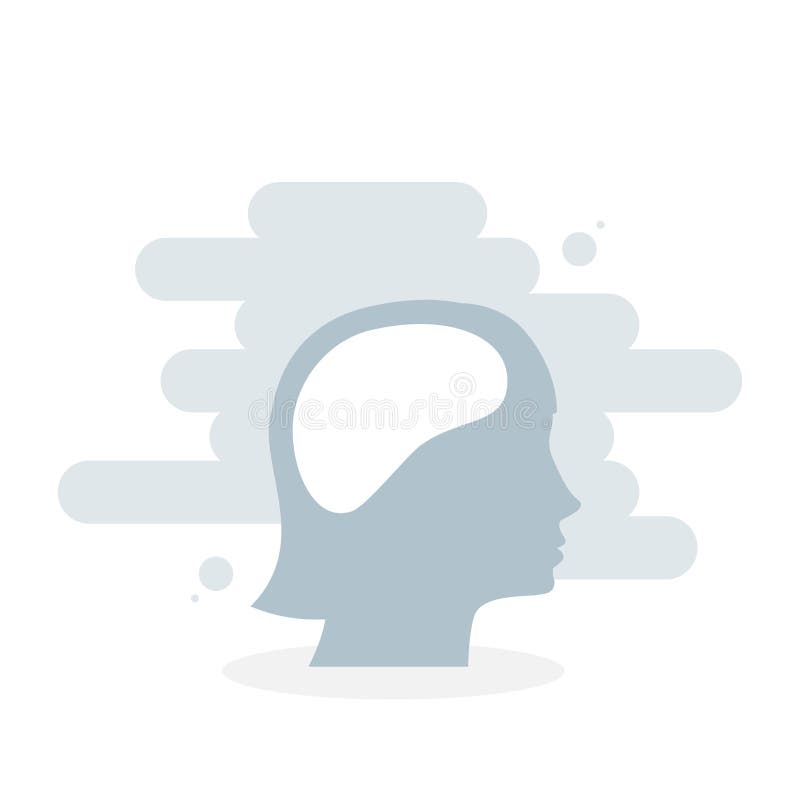 Female Head and Brain Vector Icon. Vector Illustration, Flat Design ...