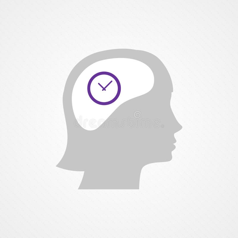 Female Head and Clock. Vector Illustration, Flat Design Stock ...