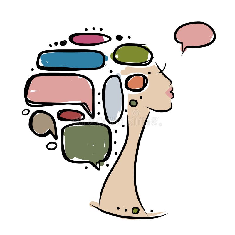 Female Head with Frames, Infographic Concept Stock Vector ...