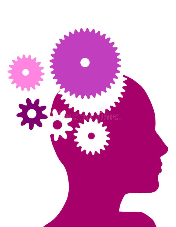 Female Head with Gears stock illustration. Illustration of ...