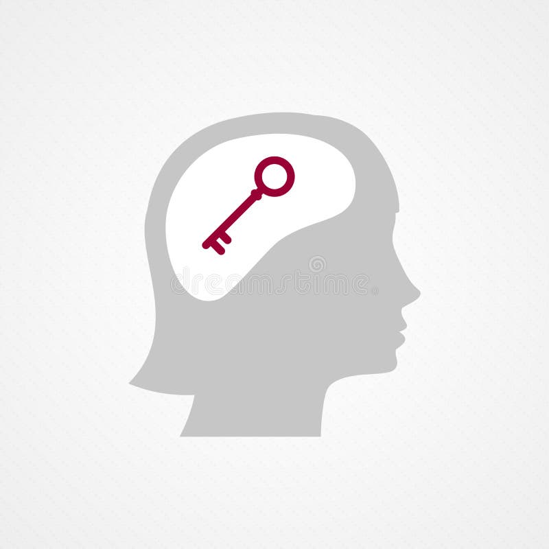 Female Head and Key. Vector Illustration, Flat Design Stock ...