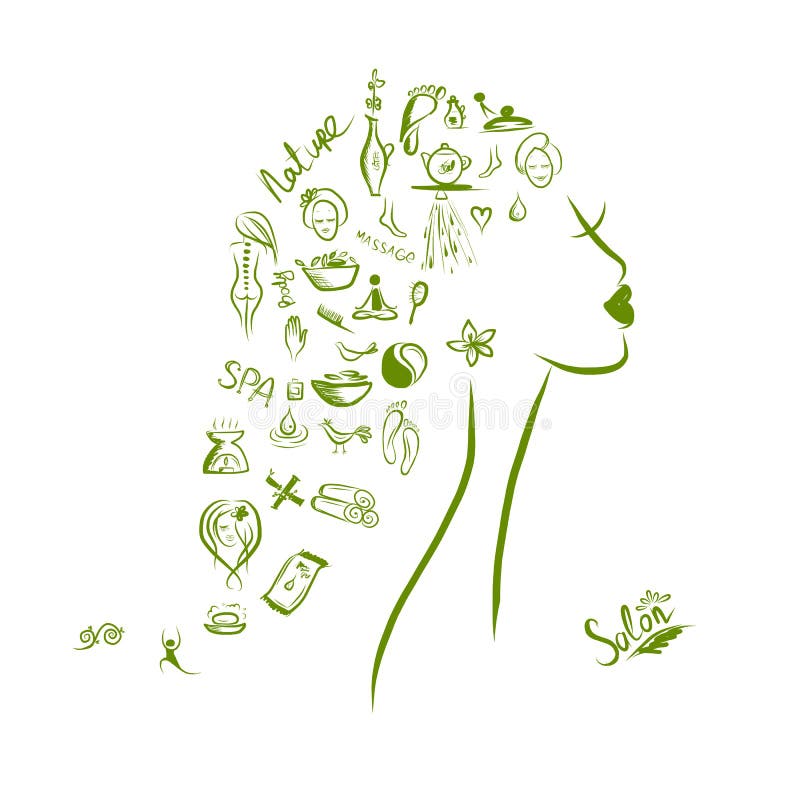 Female Head, Spa Concept for Your Design Stock Vector - Illustration of ...