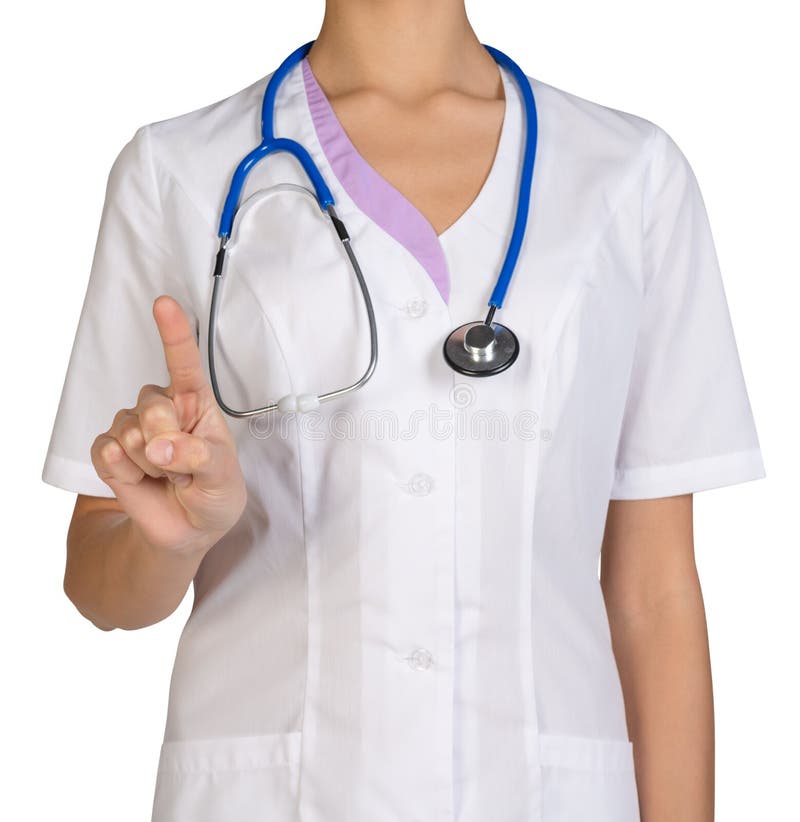 Female Headless Doctor Pointing To Something or Pressing Imaginary ...