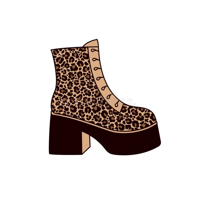 Female High Platform Shoes with Leopard Print Stock Vector ...