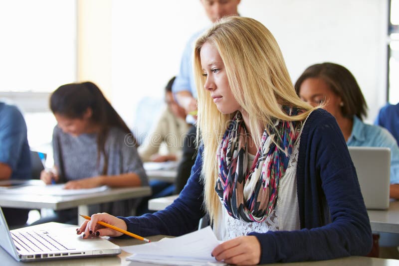 High School Students Taking Test in Classroom Stock Photo - Image of ...