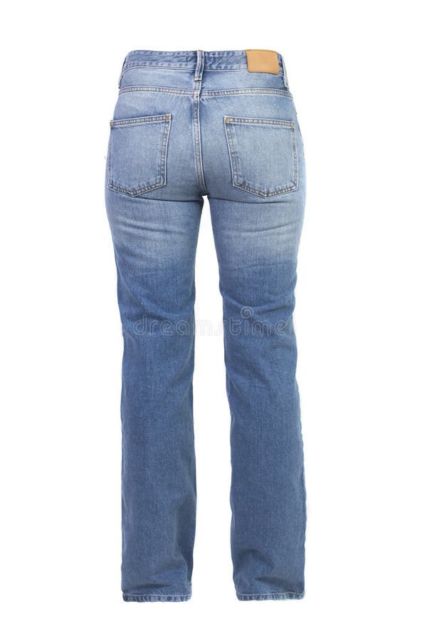 Female High Waisted Jeans Isolated on White, Back Stock Image - Image ...