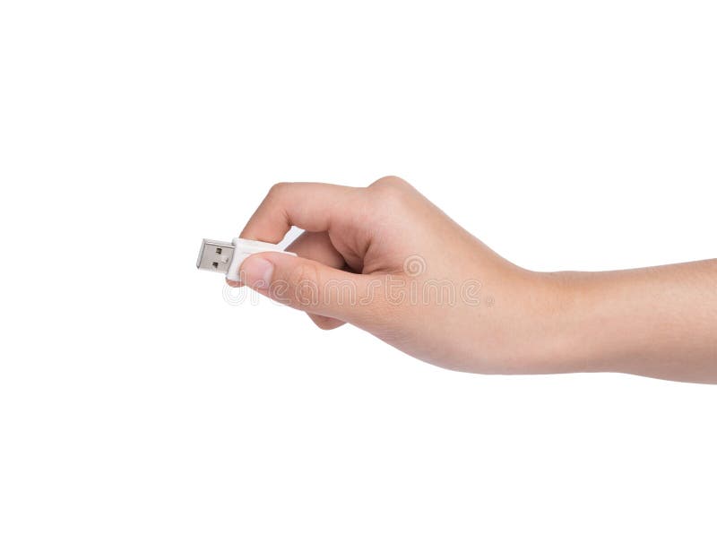 Female Hold USB Cable in Hand on White Stock Image - Image of digital ...