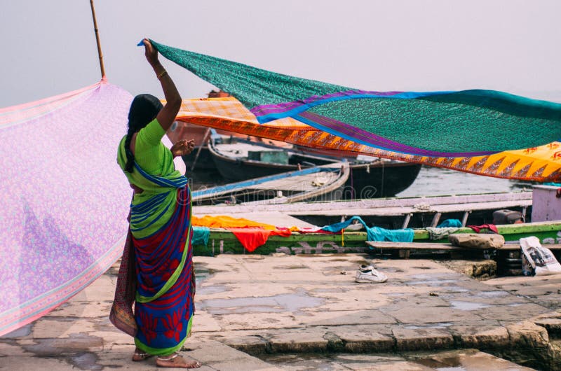 Female Holding a Cloth in India Shot from Behind Editorial Photo ...