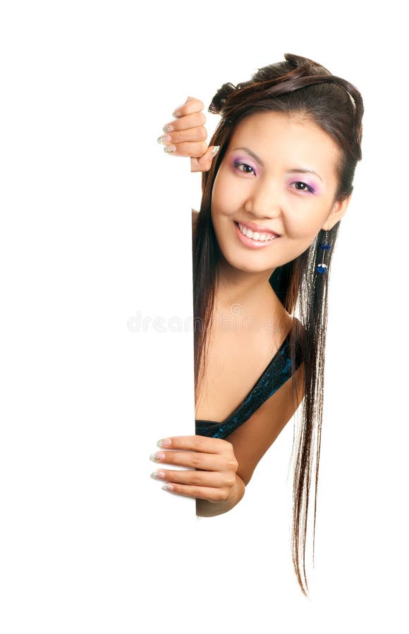 Girl holding sign stock image. Image of looking, model - 21435883