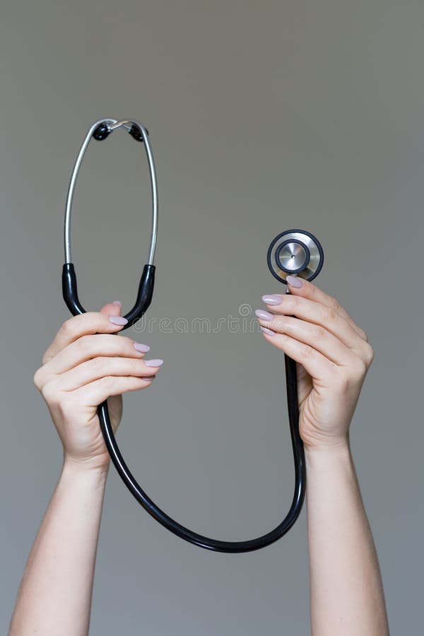 Female Holding Stethoscope in Hands Stock Photo - Image of health ...