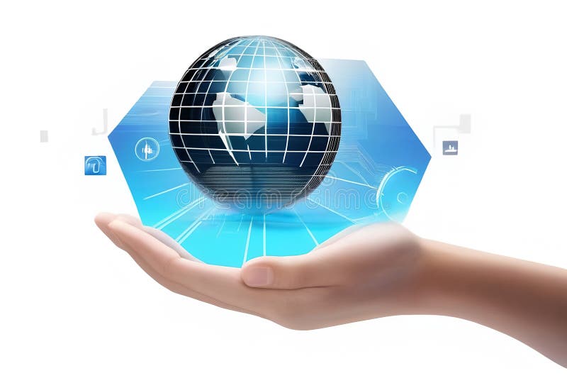 Holding the Technology World Stock Illustration - Illustration of idea ...