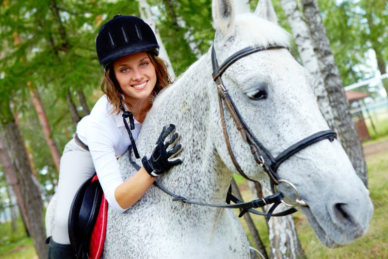 Female on horse stock image. Image of human, happy, animal - 15407519