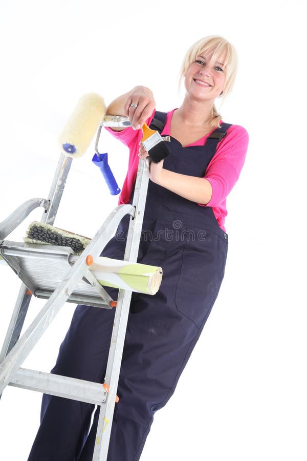 Female house painter stock image. Image of housewife - 26183203