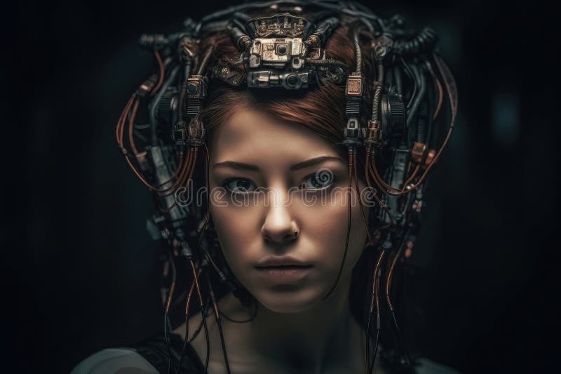 A Female Human Cyborg Portrait 1000 Years in the Future Created with ...