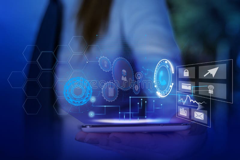 Female Human Presenting a Presentation Using the Latest Sophisticated ...