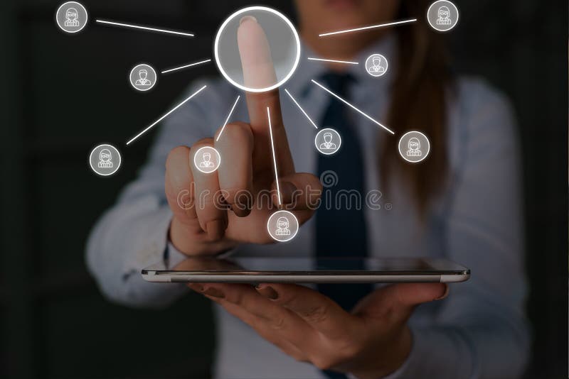 Female Human Presenting a Presentation Using the Latest Sophisticated ...