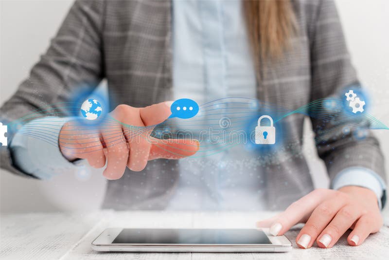 Female Human Presenting a Presentation Using the Latest Sophisticated ...