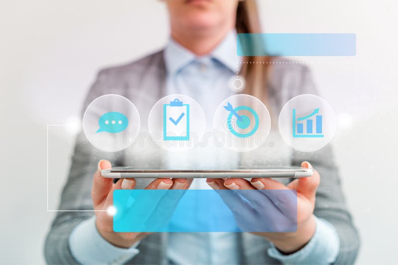 Female Human Presenting a Presentation Using the Latest Sophisticated ...