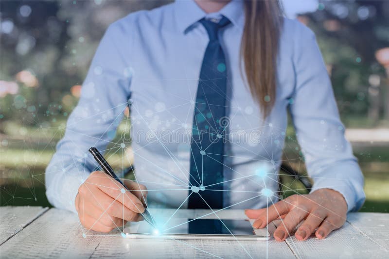 Female Human Presenting a Presentation Using the Latest Sophisticated ...