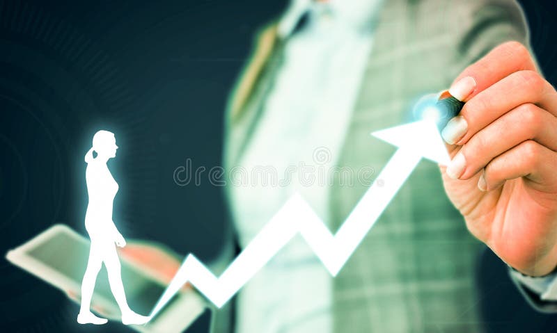 Female Human Presenting a Presentation Using the Latest Sophisticated ...