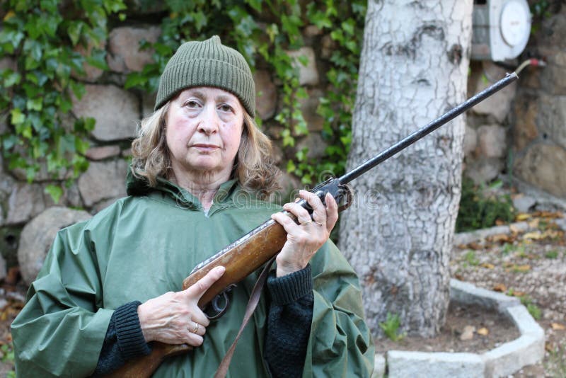 Female Hunter in Her Sixties Stock Image - Image of grandma, defense ...