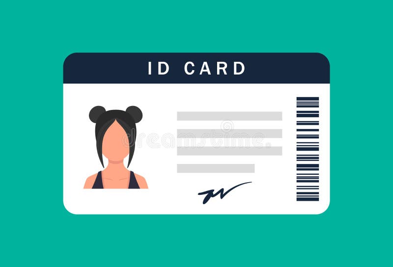 Female ID Card, Identity Card, Personal Data. Vector Illustration Flat ...