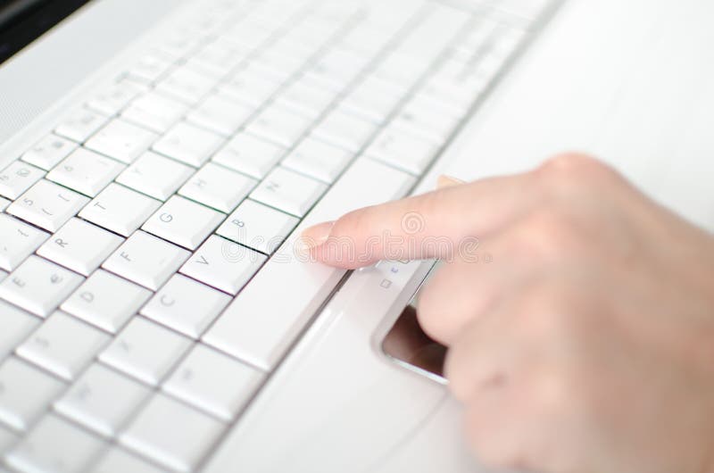 Female Index Finger Typing on a White Keyboard Stock Image - Image of ...