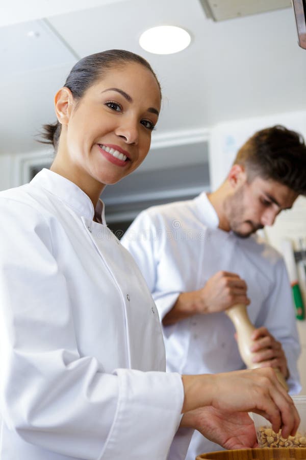 Female Industrial Chef at Work Stock Photo - Image of gastronomy ...