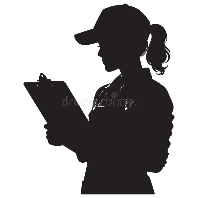Female Inspector Silhouette Taking Notes Professional Grade Print Stock ...