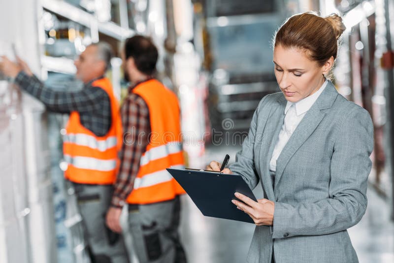 Female Inspector in Helmet Working Stock Photo - Image of management ...