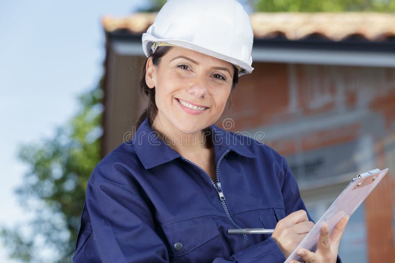 Female Inspectorengineer Looking at Camera Stock Photo - Image of ...
